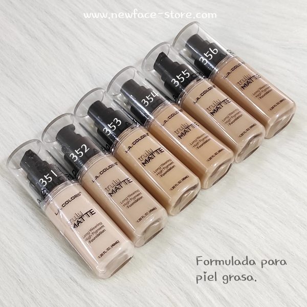 BASE LIQUIDA TRULY MATTE COBERTURA MEDIA – L.A. COLORS – www.newface ...